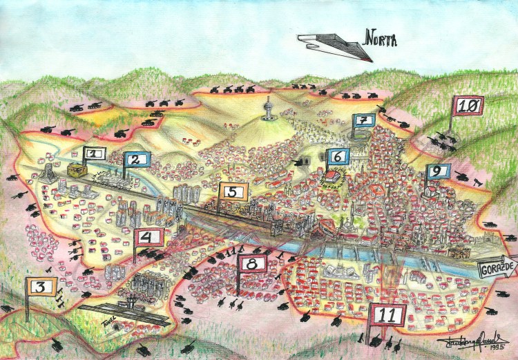 Sarajevo (3D) hand made Map (1995) – OPen samento
